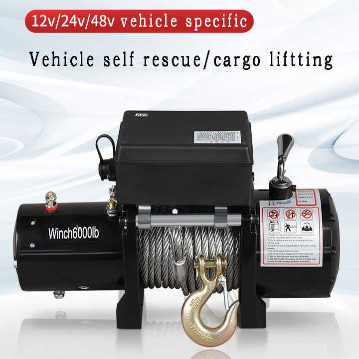 Wendy 24V Electric Winch Hoist with Synthetic Rope 12000lbs Small ...