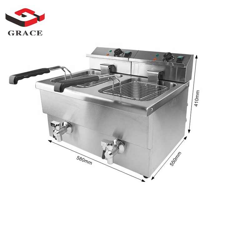 GRACE Potato Chips 12 Liter Double Oil Tank Electric Deep Fryer with ...