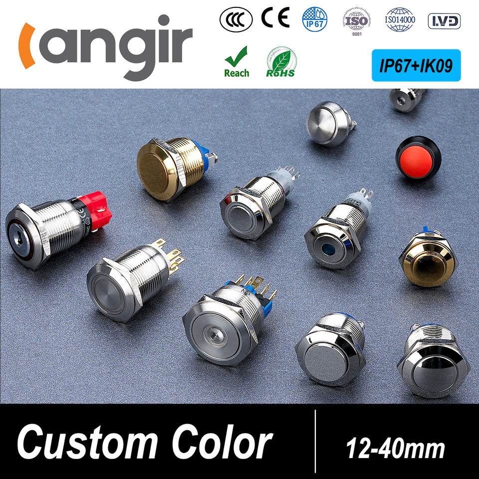 24V Push Button Switch 22mm Metal Cap Waterproof Dustproof Press Button ...