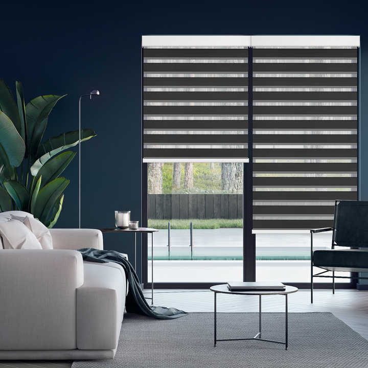 Zebra Motorized Shutters Zebra Polyester Linen Roller Power Blinds No ...