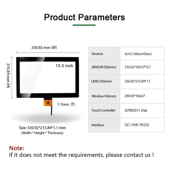 13.3 Inch Touchscreen I2C USB Projected Capacitive (PCAP)