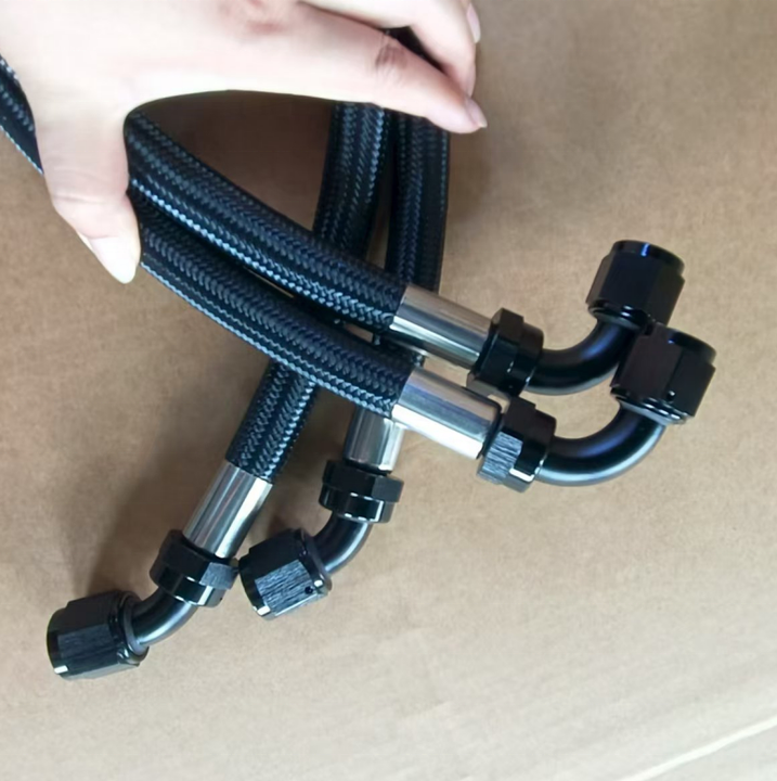 FS Flexible Nylon Braided Rubber Fuel Line Hose AN6 3/8 AN8 1/2 AN10 5/ ...