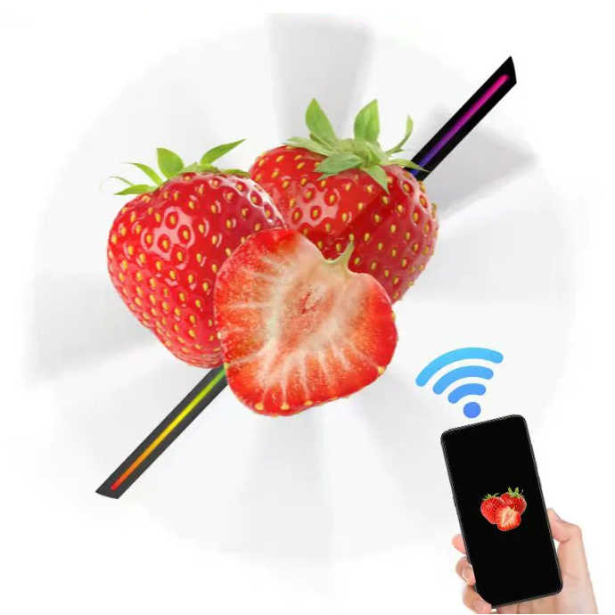 Naked Eye 3D Hologram Projector 42cm Fan LED Sign Holographic Player Support Image Video Shop ...