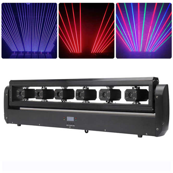 6-Eye RGB Laser Stage Light with Sound Activated & Auto Shake, DMX512 ...
