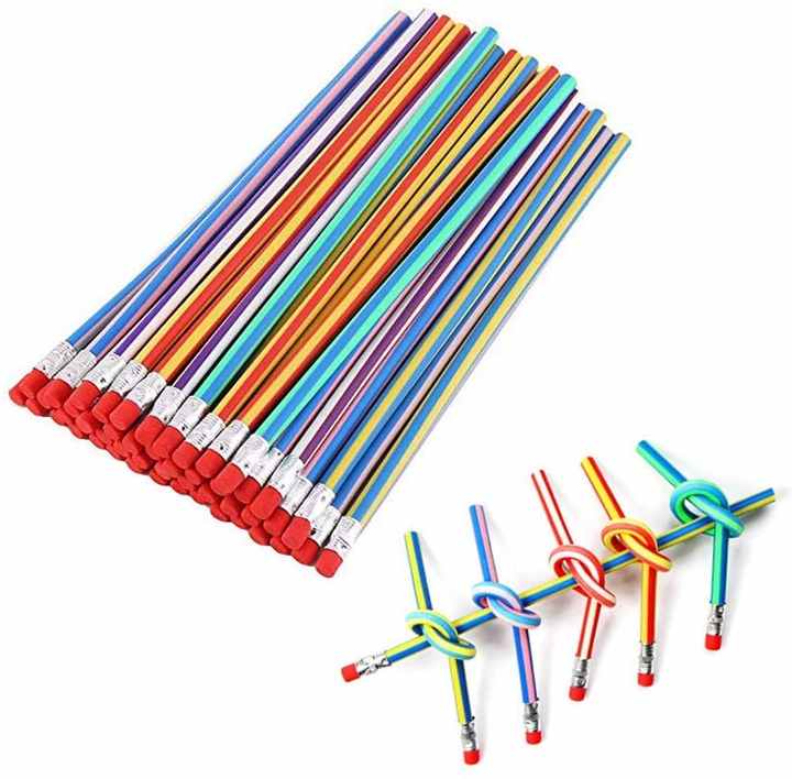 Bendy Flexible Pencil - Soft, Multi-Colored Striped Pencil