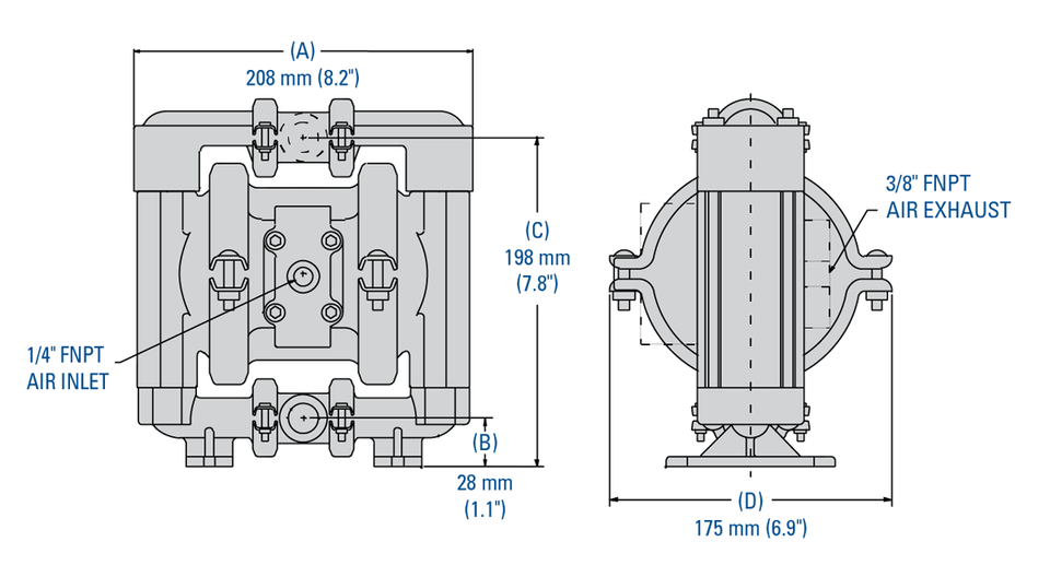 1/2 Inch Wilden T1 Pneumatic Diaphragm Air Pump AODD Pump Waste Water ...