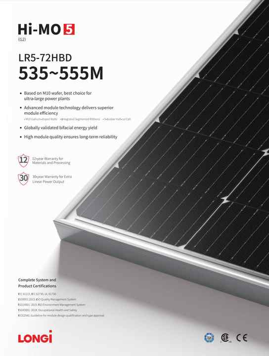LONGi Bifacial Solar Panel 530w 535w 540w 545w 550w PERC Cells LONGI Hi ...