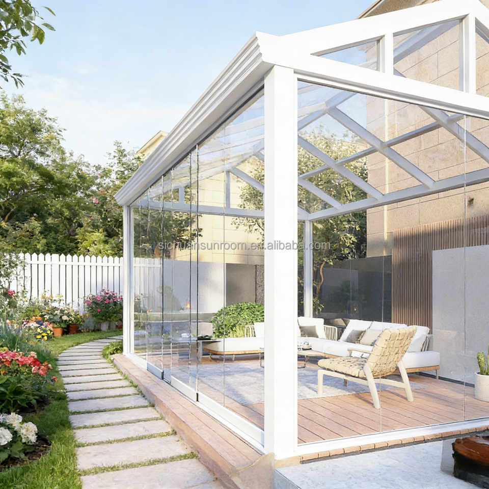 Lean-To Sunroom 3x5m Wall-Mounted Aluminum Frame Powder Coated Balcony ...