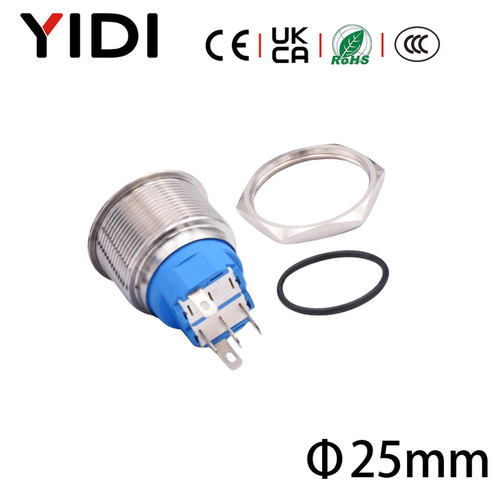 YIDI 25mm Stainless Steel Brass Push Button Switch Ring Illuminated LED ...
