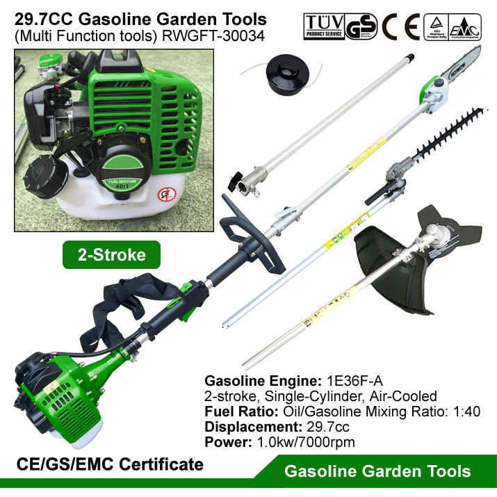 29.7CC Petrol Power Grass Cutter 4 in 1 Multi Farm Garden Tools Set Gas ...
