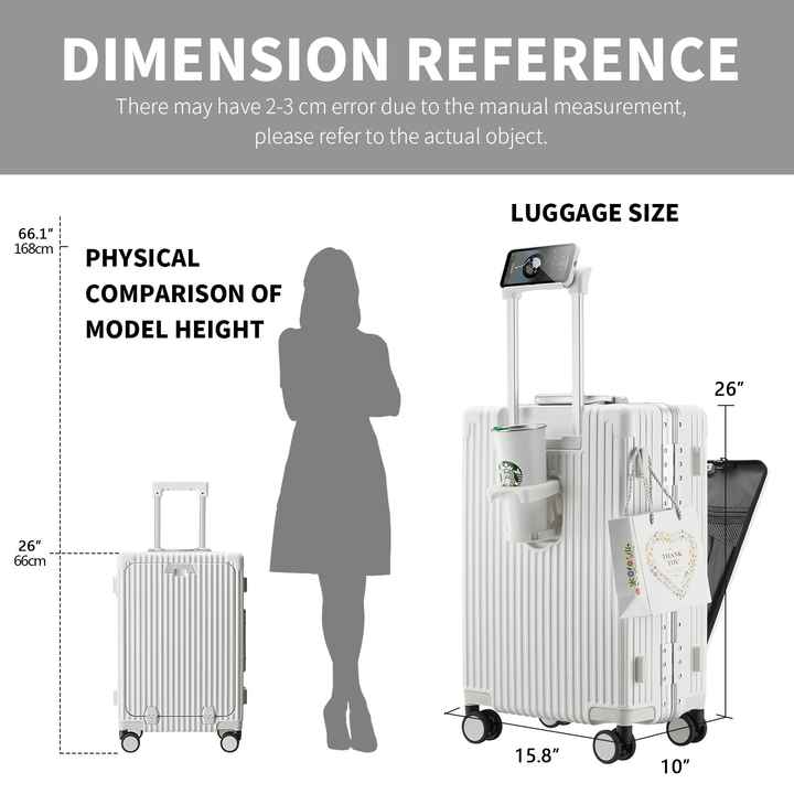 24-inch Luxury Suitcase with Multi-Purpose Aluminum Frame