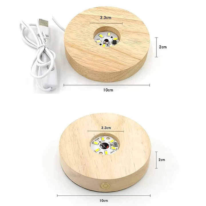 SUNBO Factory Directly Led Illusion Acrylic Round Oval Custom Wood Base ...
