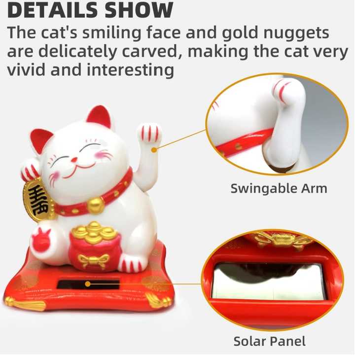 Solar Powered Maneki Neko - Cute Lucky Cat Promotional Toy