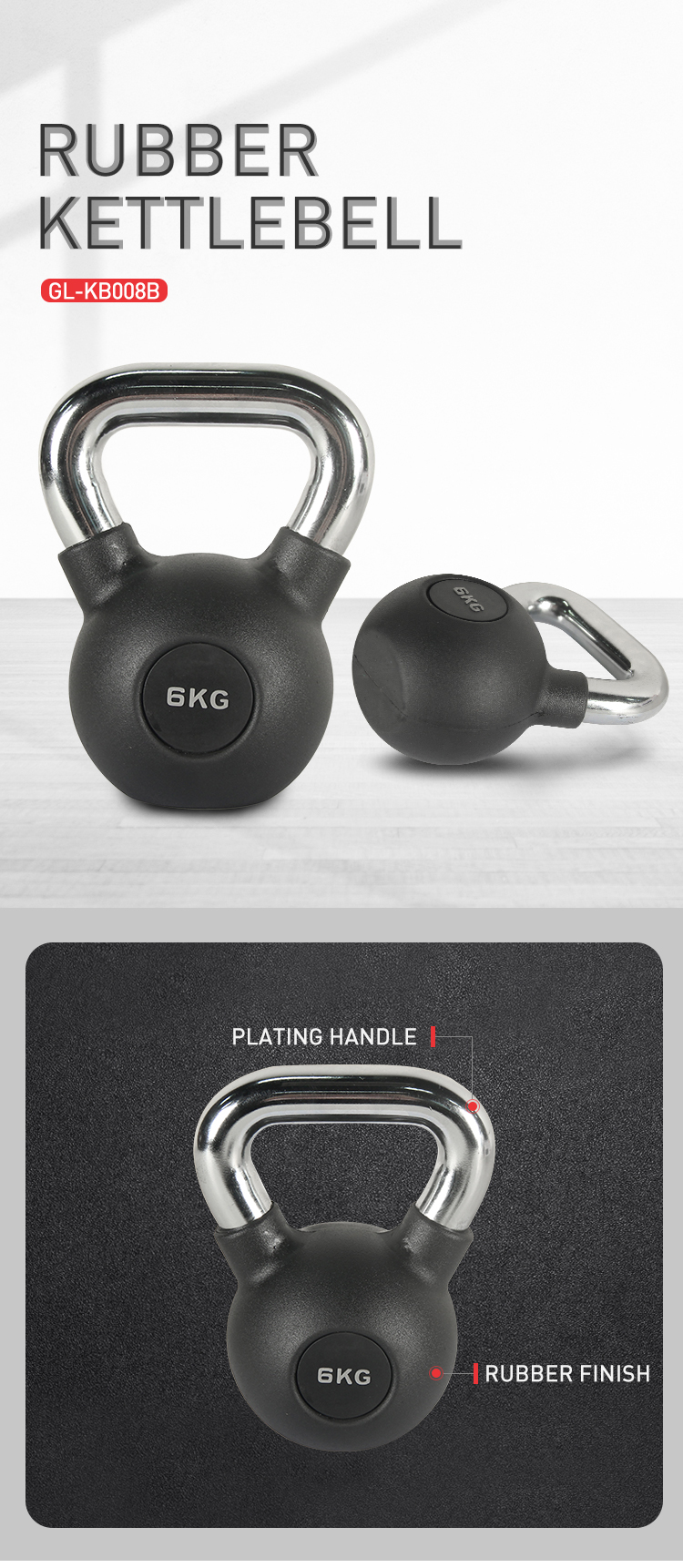 Guli Fitness Rubber Coated Kettlebell With Chrome Handle Great For ...