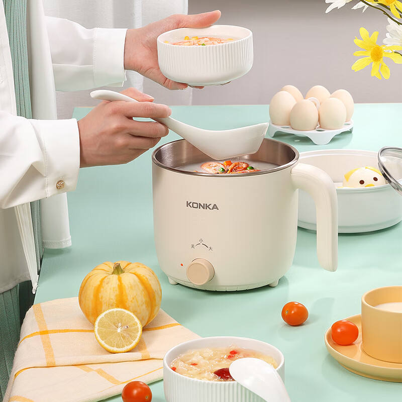 1.5L Electric Mini Rice Cooker & Steam Hot Pot with Tempered Glass Lid ...