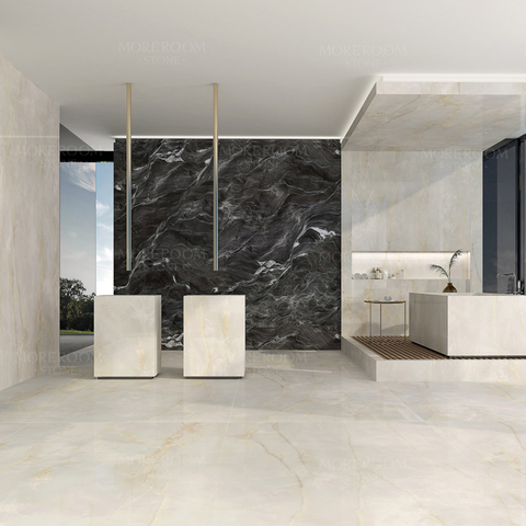 Modern Panda White Marble Sintered Stone Bathroom Cabinet Vanity Top ...