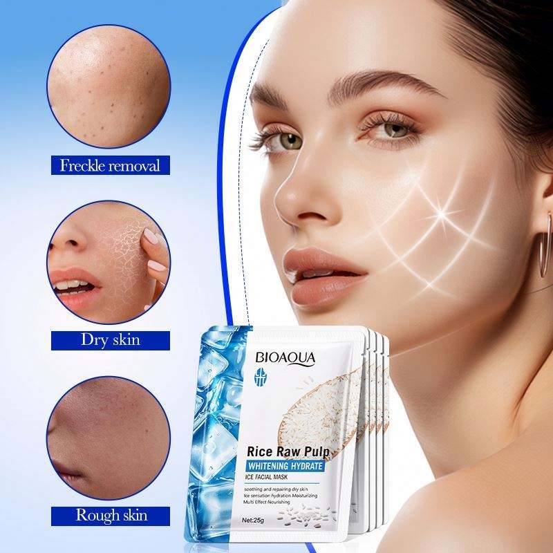 BIOAQUA Natural Rice Raw Pulp Whitening Hydrating Ice Facial Mask Skin ...