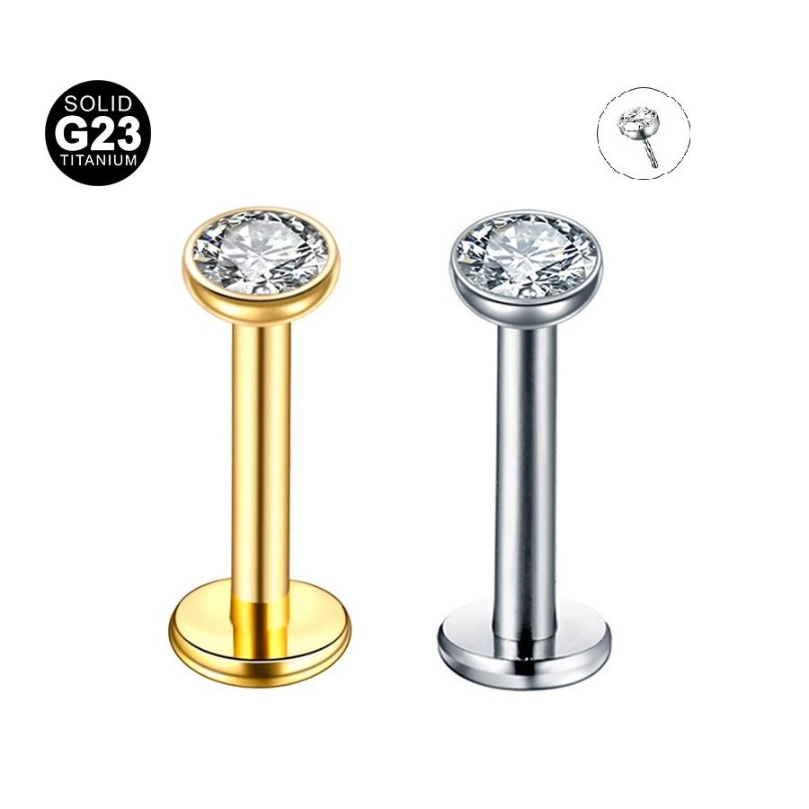 Astm F136 G23 Titanium Labret Piercing Gold Silver Plated Threadless ...