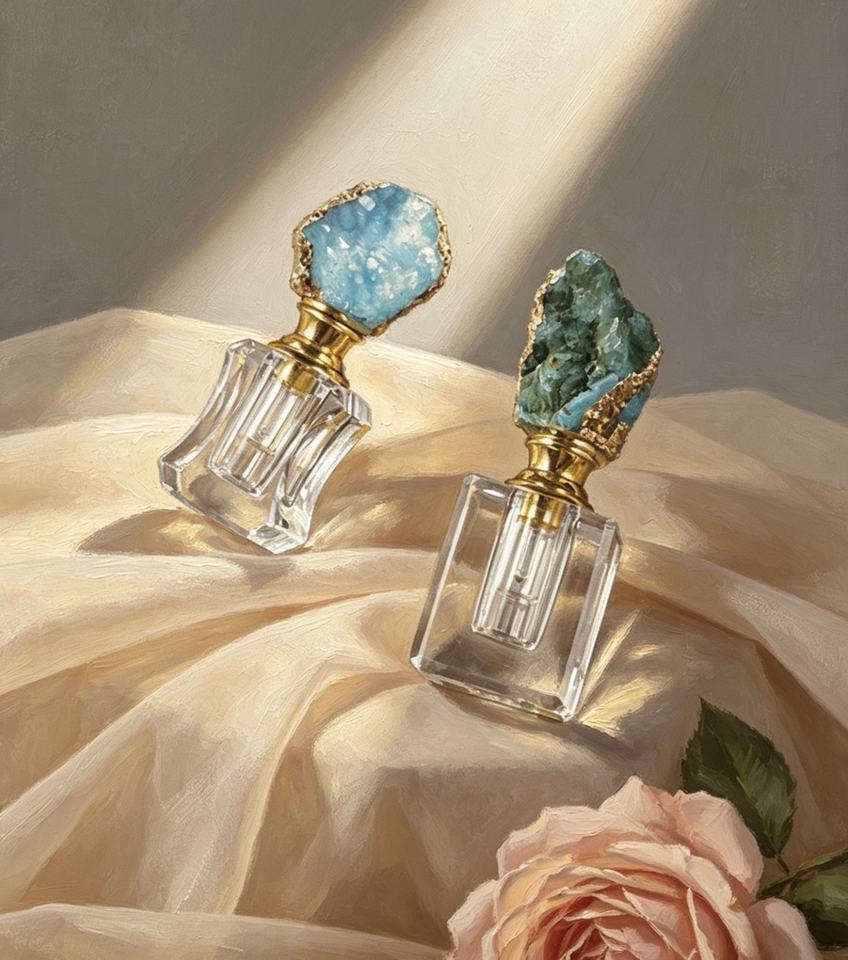 Hot Sale Empty Crystal Perfume Glass Bottles With Natural Agate Stone ...