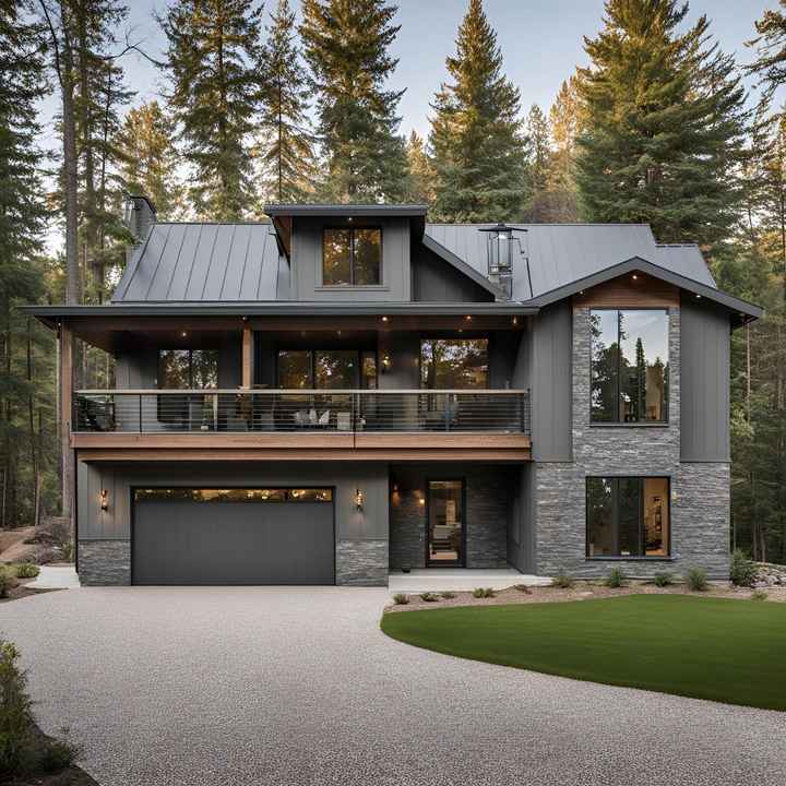 Unique 2 Floor House Design Plan For Modern Grey Color Prefab Metal ...