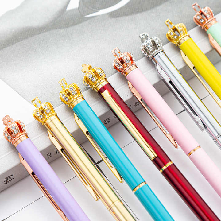 Crown Pens With Custom Logo and Crystal Luxury Ink Ballpoint Beautiful ...
