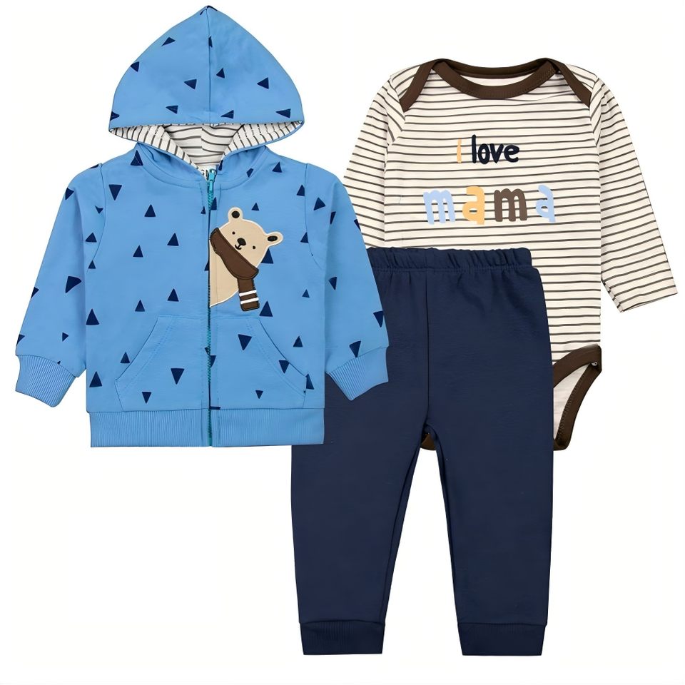Bulala Full Sleeve Knitted Cotton Romper Autumn Jacket 3-Piece Toddler ...