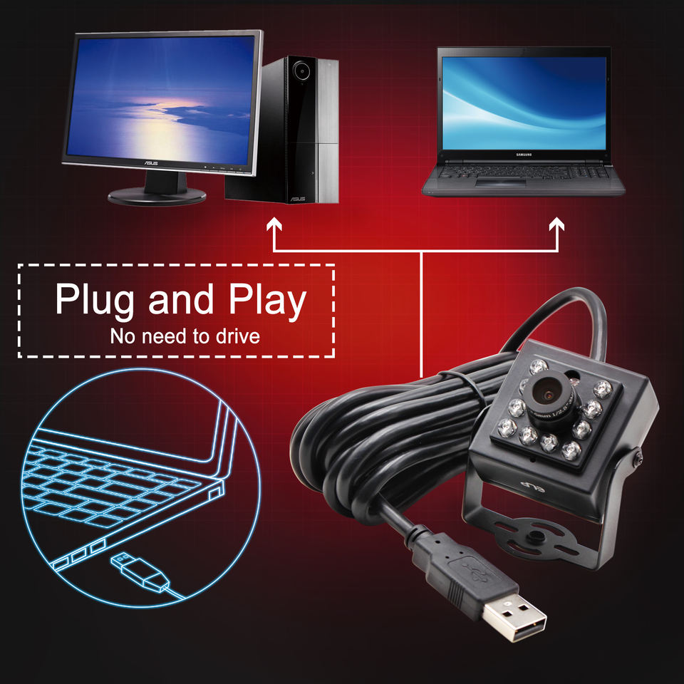 ELP 720P USB Camera CCTV CMOS Mini Box IR Night Vision Video Camera for ...