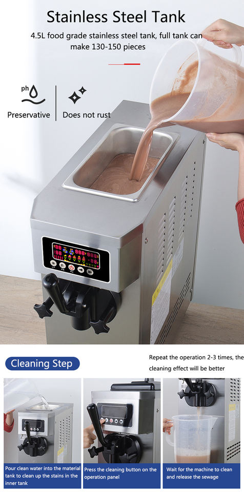 Professional 220V Soft Ice Cream Machine - Compact, Single Flavor for ...