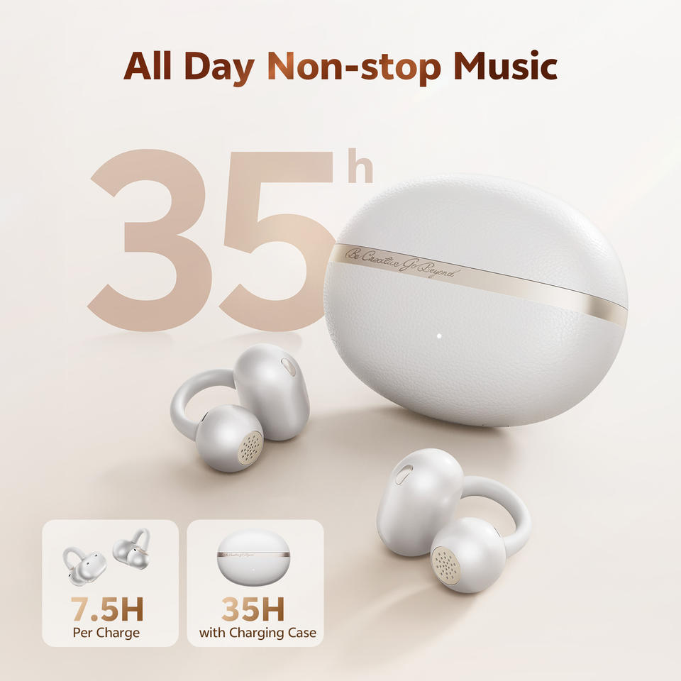 QCY Crossky C50 Open-Ear Earbuds, Clip-On Headphones, Lightweight ...