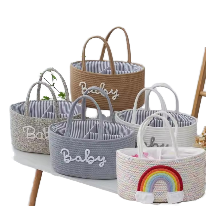Custom Pattern Modern Cotton Rope Folding Diaper Basket Dry Wet ...