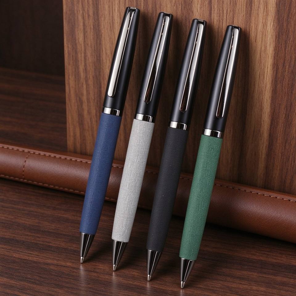 High-Quality Metal PU Leather Ballpoint Pens Rotating Sign Pens for ...