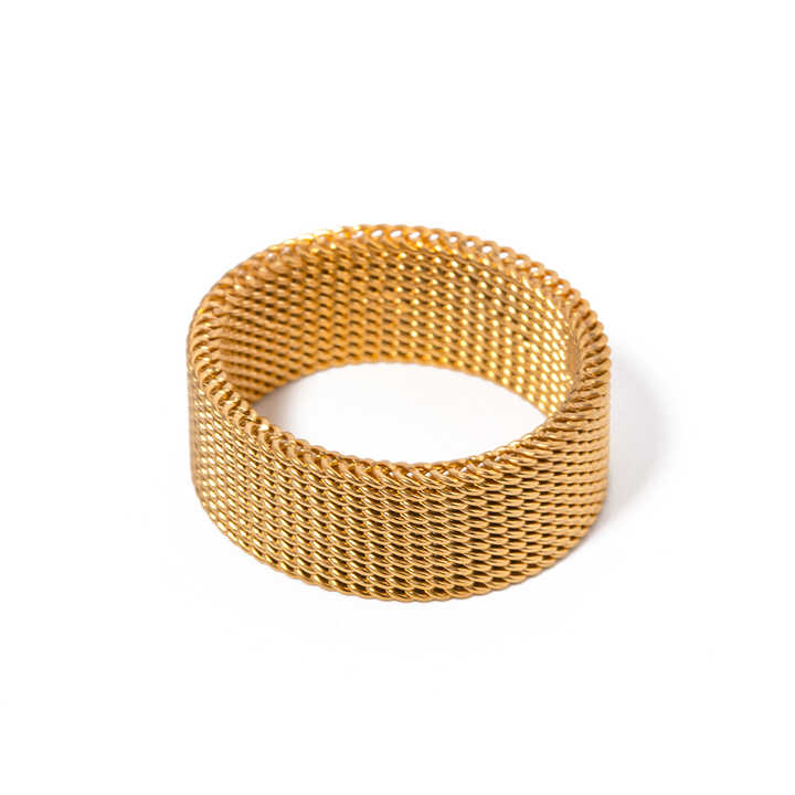 Fashion Jewelry 18K PVD Gold Plated 8mm Wide Mesh Chain Finger Ring ...