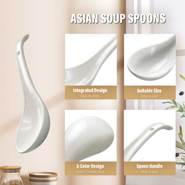 Oriental Soup Dumpling Spoon - Ceramic Chinese Food Spoon