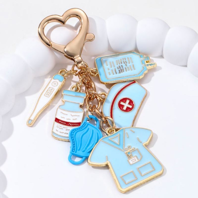 Fashion Cartoon Infusion Pump Thermometer Surgical Mask Enamel Keychain ...