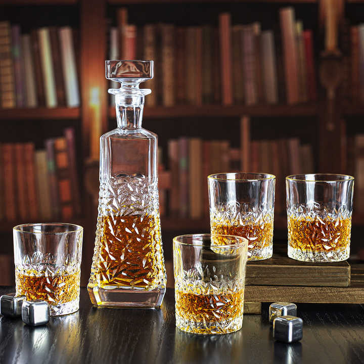 NOVARE Whiskey Decanter Set - 700ml Crystal & Glasses