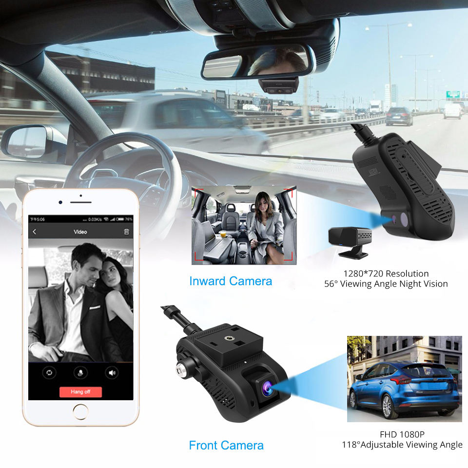 LNCOON JC261 4G ADAS Dual Dash Cam - Front & DMS AI Camera