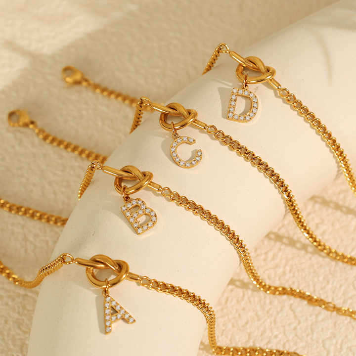 ERESI Custom Jewelry 26 Initial Letter Love Knot Charm Bracelets ...