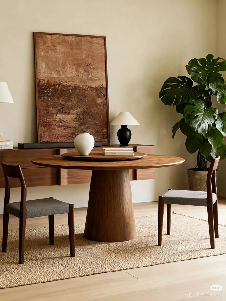Modern Minimalist Stone Slab Round Dining Table Compact Eco-Friendly ...