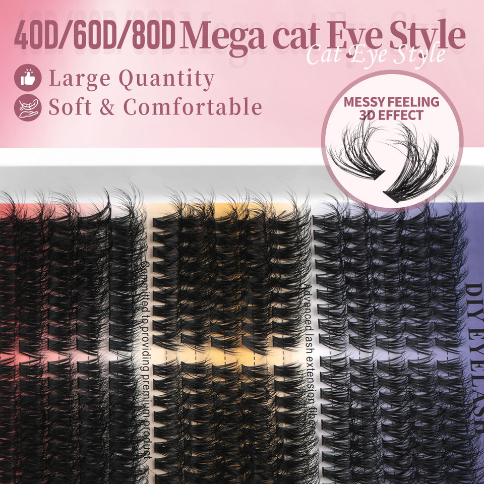 30D 40D 50D DIY Segment Lashes Fluffy Clusters C D Curl DIY Cluster ...