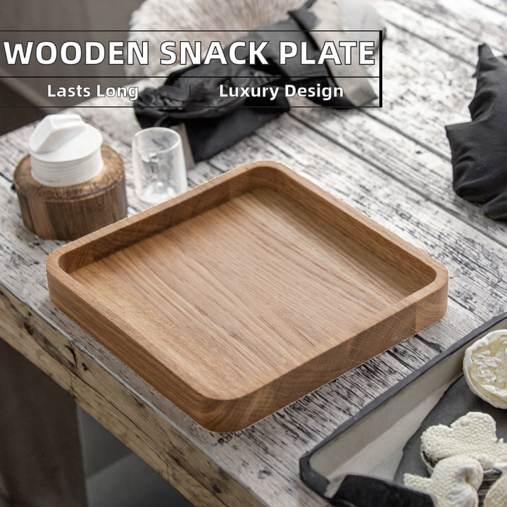 Eco-Friendly Solid Wood Tableware Japanese-Style Round Dessert Plate ...