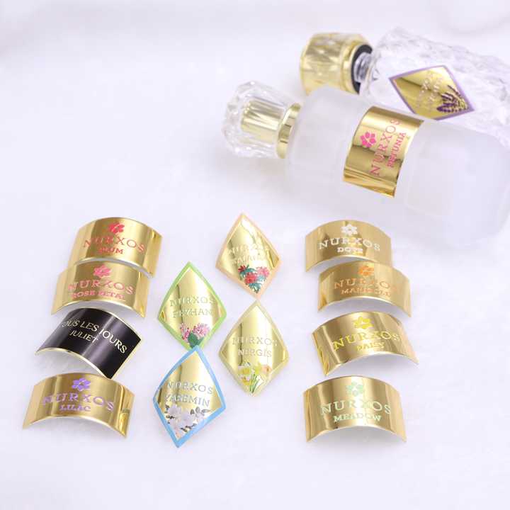 Custom Aluminum Curved Rectangular and Circular Labels for Perfume ...