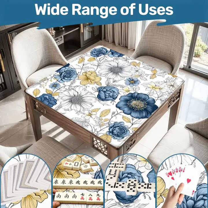 31.5"x31.5" Mahjong Mat 4mm Noise Reduction Floral Majiang Table Cover ...