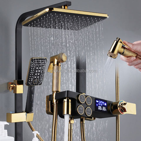Deao Bathroom Gold Bathing Luxury Shower Kit 4 Functions Piano Brass ...