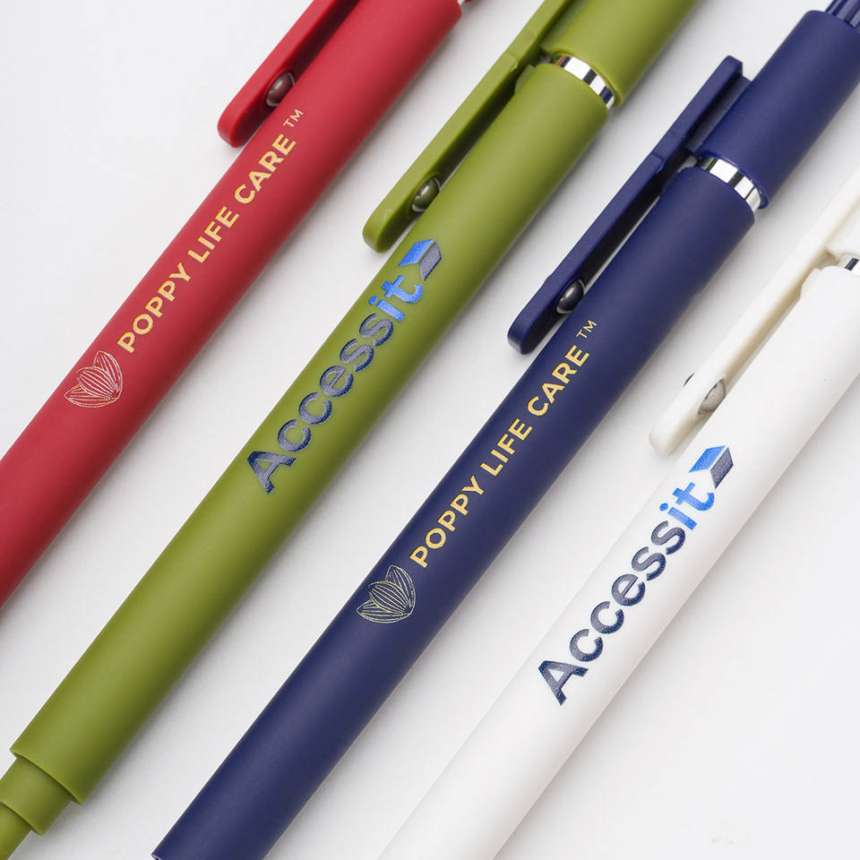 Custom LOGO Blue Gel Pen Low Center Gravity Digital Color Printing Leak ...