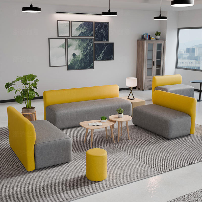 Modern Modular Sectional Solid Wood Frame Office Sofa Set with PU ...