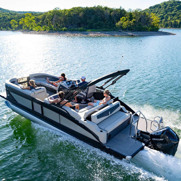 China marine fabric party barge pontoon boats seagrass floor 21ft ...