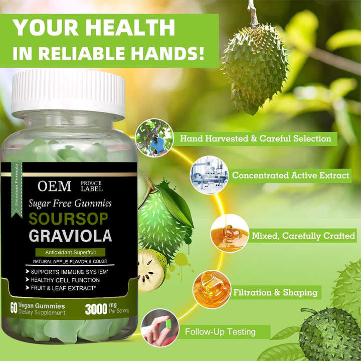 OEM Sugar Free Soursop Graviola Gummies for Immune & Cell Health ...