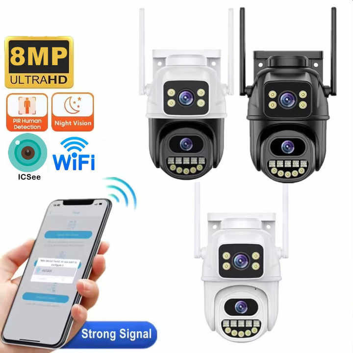 Dual Lens AI HD Network CCTV Outdoor Security PTZ IP Cameras 4K 8MP ...
