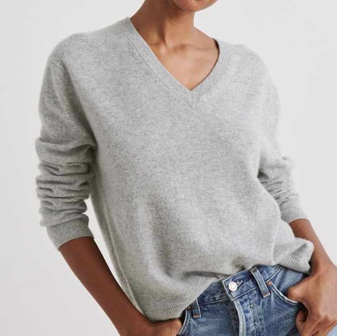 Customize 100% Cashmere High Quality V-Neck Knitted Cashmere Sweater ...