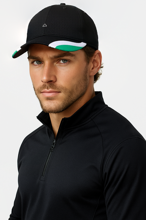 Classic Color Block Baseball Cap 100% Cotton Black White Green Unisex ...